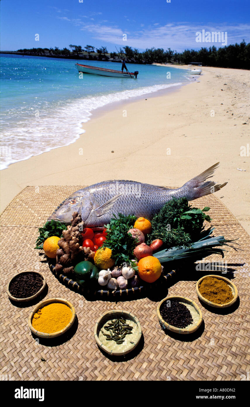 Mauritius Island, a typical dish with fish Stock Photo - Alamy