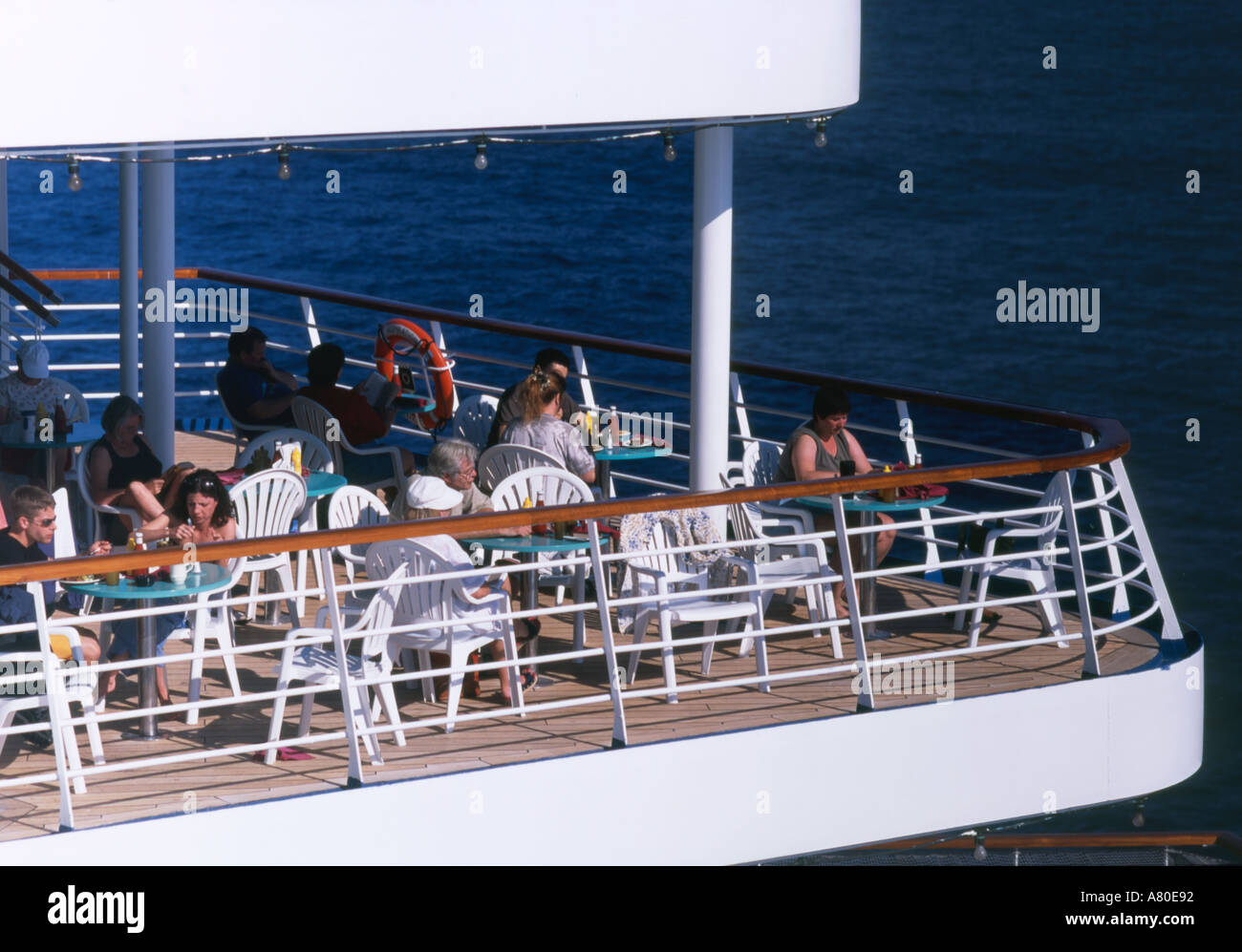 Cruise ship Cafe deck Stock Photo - Alamy
