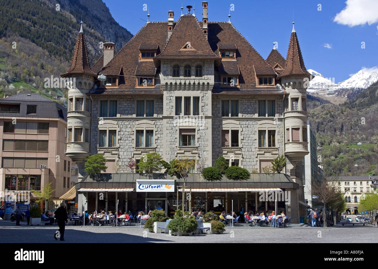 Square in Brig, Switzerland Stock Photo - Alamy