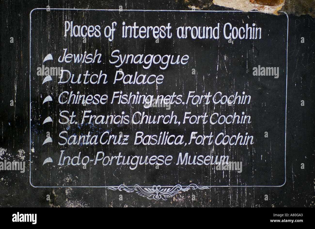 Kerala, Cochin, Places of Interest Sign Stock Photo - Alamy