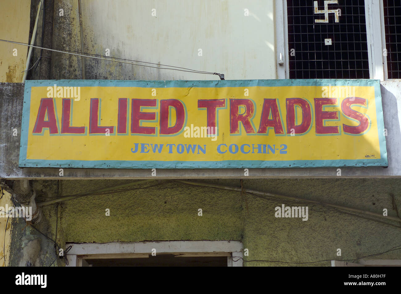 Kerala, Cochin, Jewtown, Shop Sign Stock Photo - Alamy