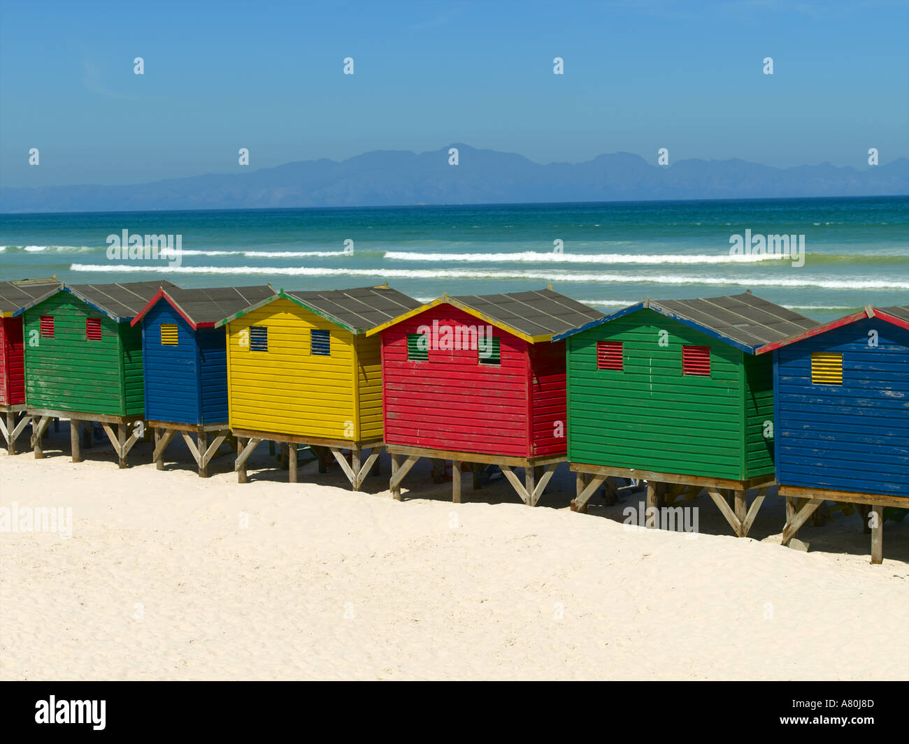 Muizenberg Beach Huts Stock Photo - Alamy