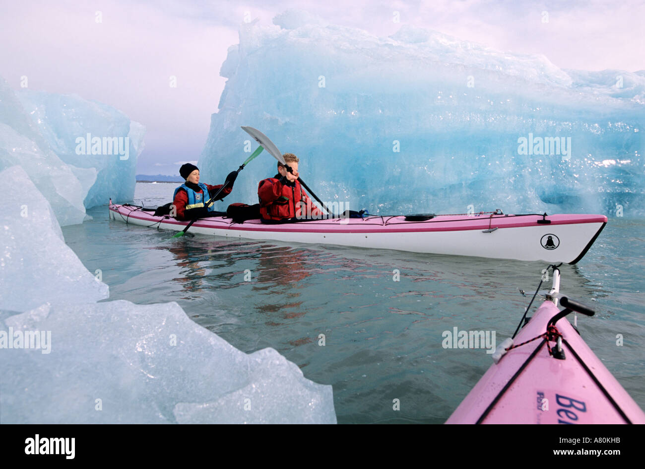 Norway, Svalbard Islands, kayaking in Summer in the middle of Spitzberg ...