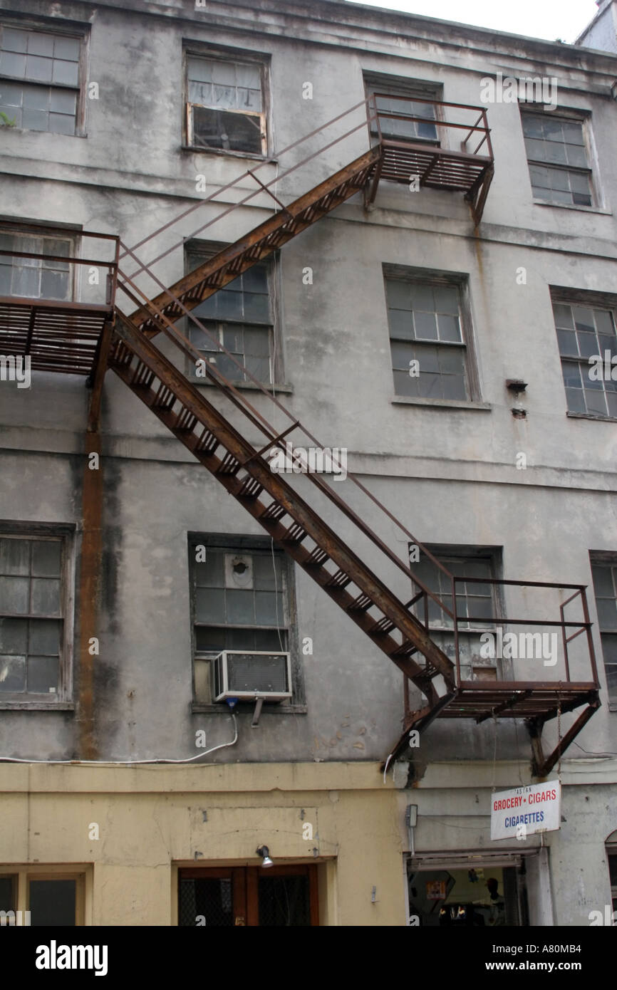Fire escape for a run down building in the French Quarter New Orleans ...