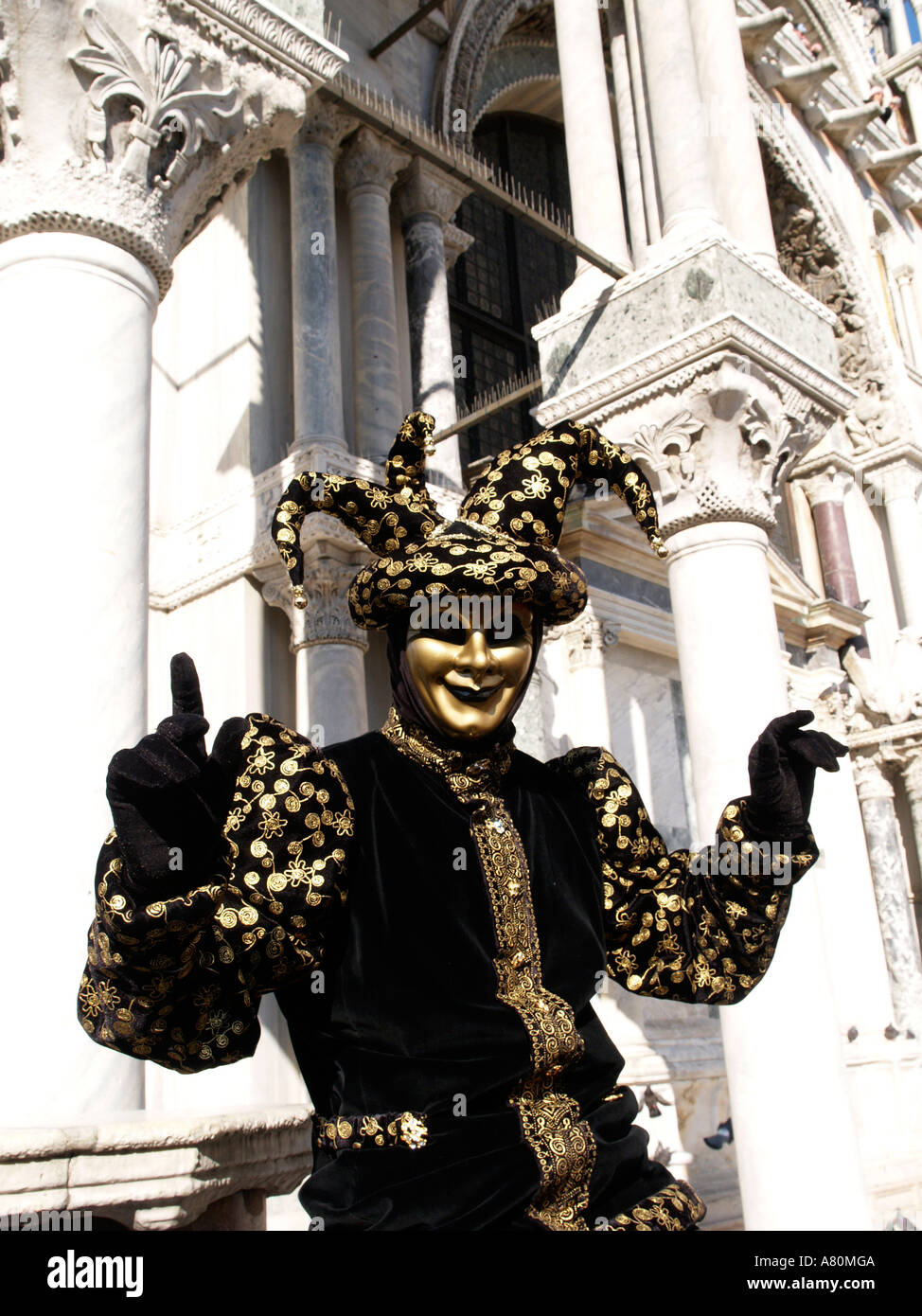 man in jester costume Venice carnival Stock Photo - Alamy