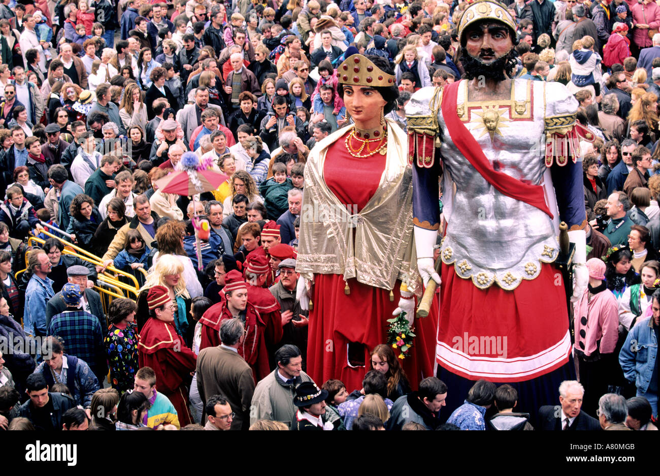 France, Nord, Reuze Papa and Reuze Maman giants during Cassel carnival ...