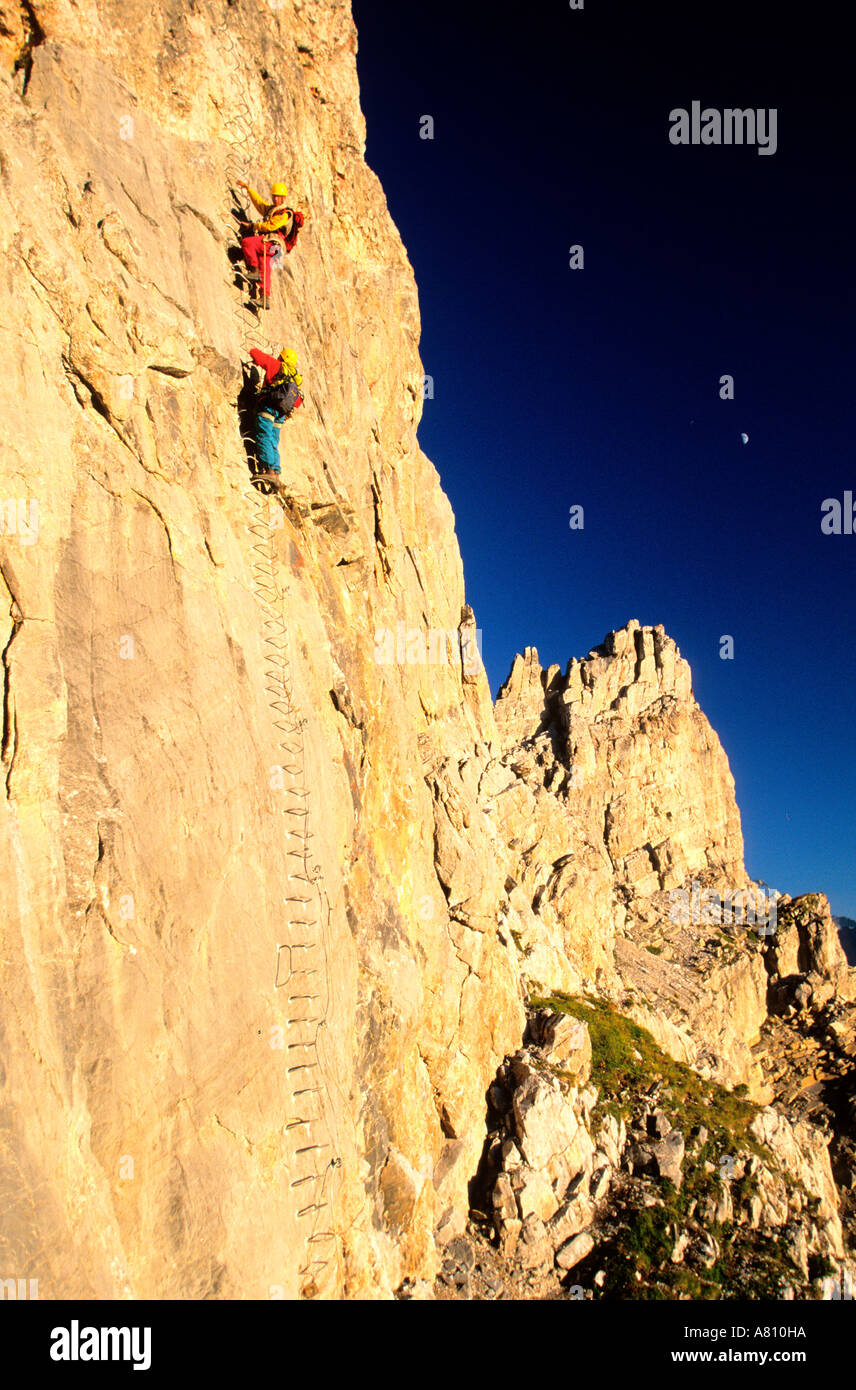 France, Savoie, Meribel Courchevel, via Ferrata of Dent de Burgin ...