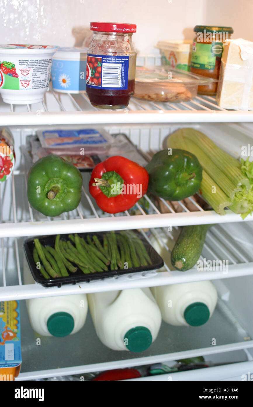 Inside of kitchen fridge showing fresh produce Stock Photo - Alamy