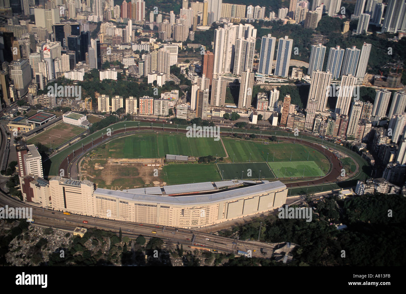 Aerial view Happy Valley Race Track Hong Kong Stock Photo - Alamy