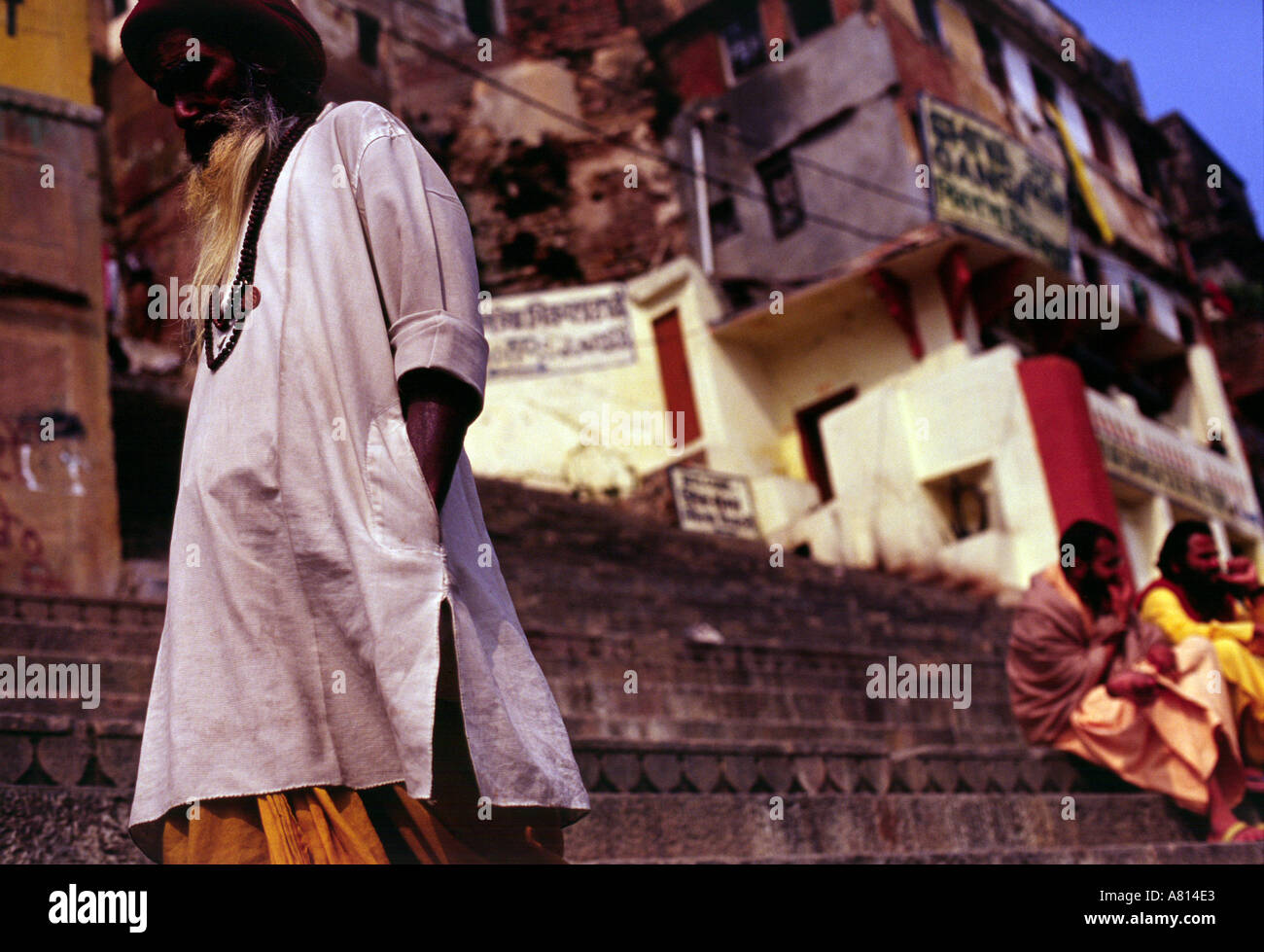 Sadhu on ghat steps hi-res stock photography and images - Alamy
