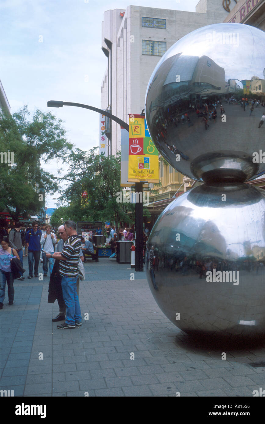 LARGE SILVER SCULPTURED BALLS RUNDLE MALL STREET ADELAIDE SOUTH ...