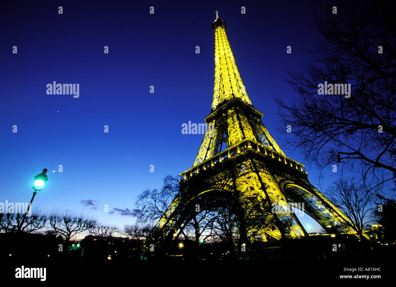 France, Paris, Eiffel Tower, night lighting by Pierre Bideau ...