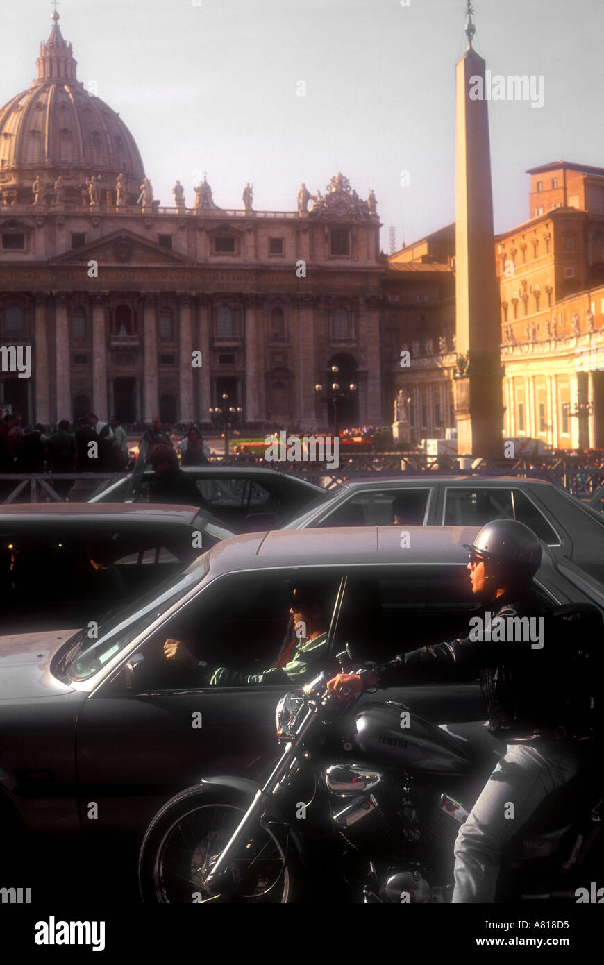 Traffic passing St Peters Square Vatican City Rome Italy Stock Photo ...
