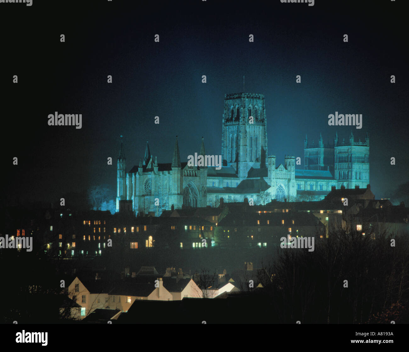 Durham Cathedral at night, Durham City, Durham, England, UK Stock Photo ...