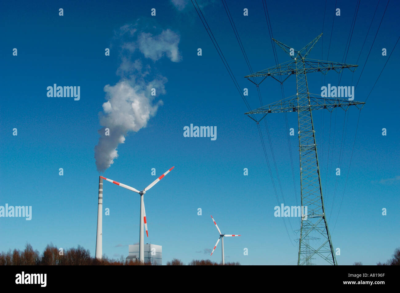 wind and coal powerplant Stock Photo - Alamy