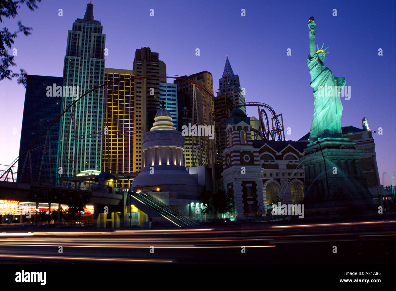 The dramatic skyline at light-up time in Las Vegas Nevada USA Stock ...