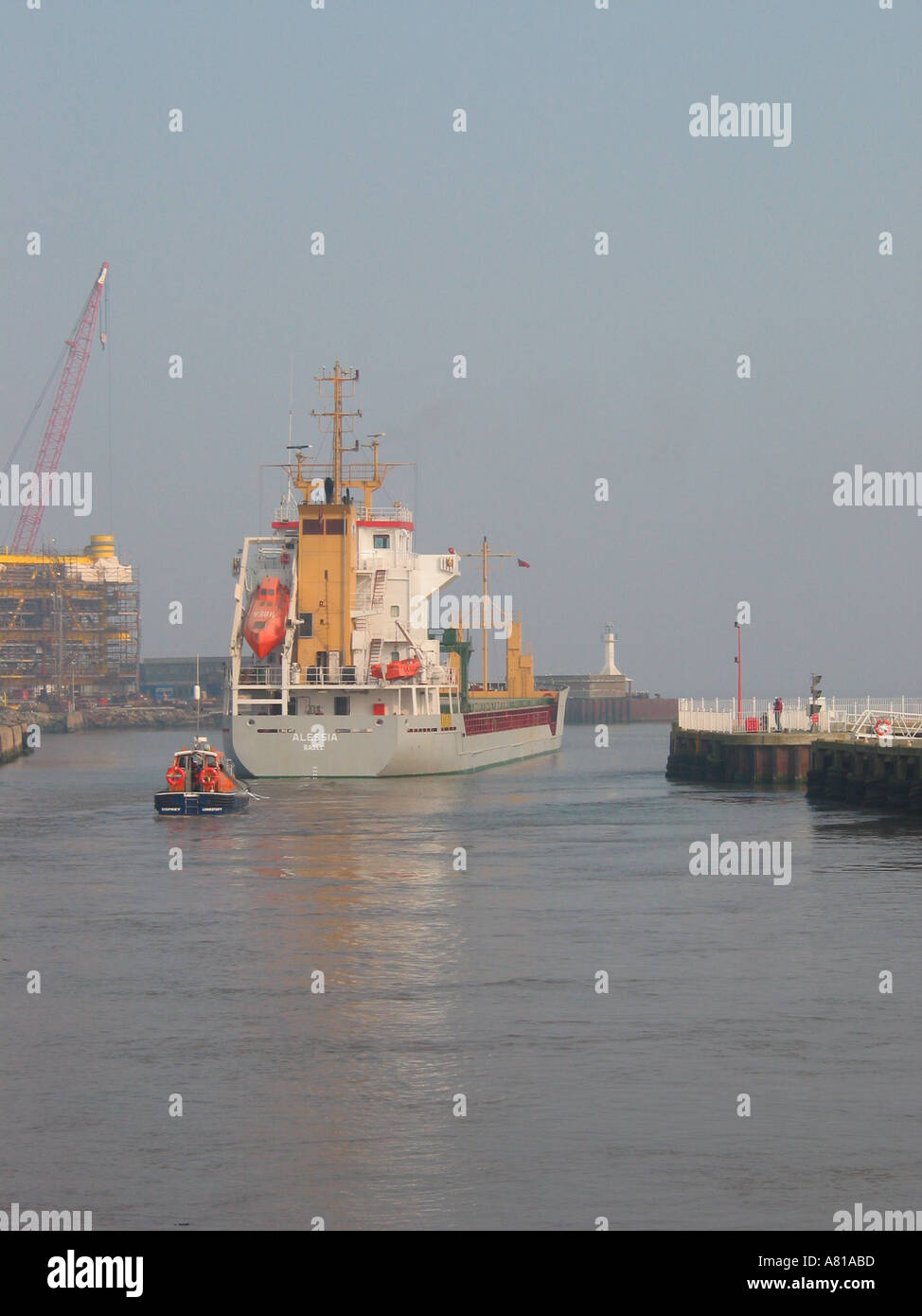 Ship Departing from Lowestoft Harbour Suffolk Great Britain Stock Photo ...