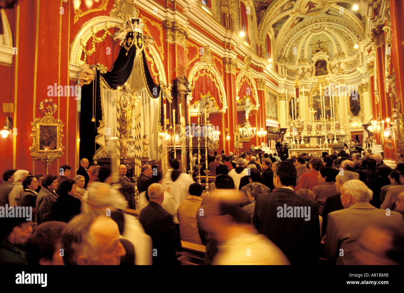 Malta, Rabat, Saint Paul church, Saint Joseph night massduring the ...