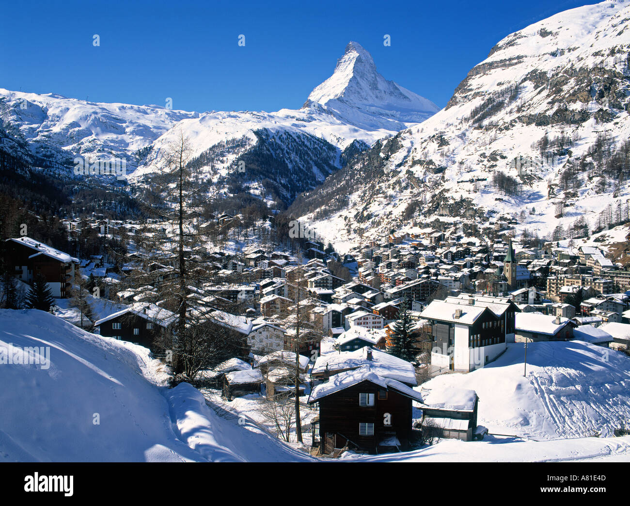 Zermatt and Matterhorn, Vallais, Switzerland Stock Photo - Alamy