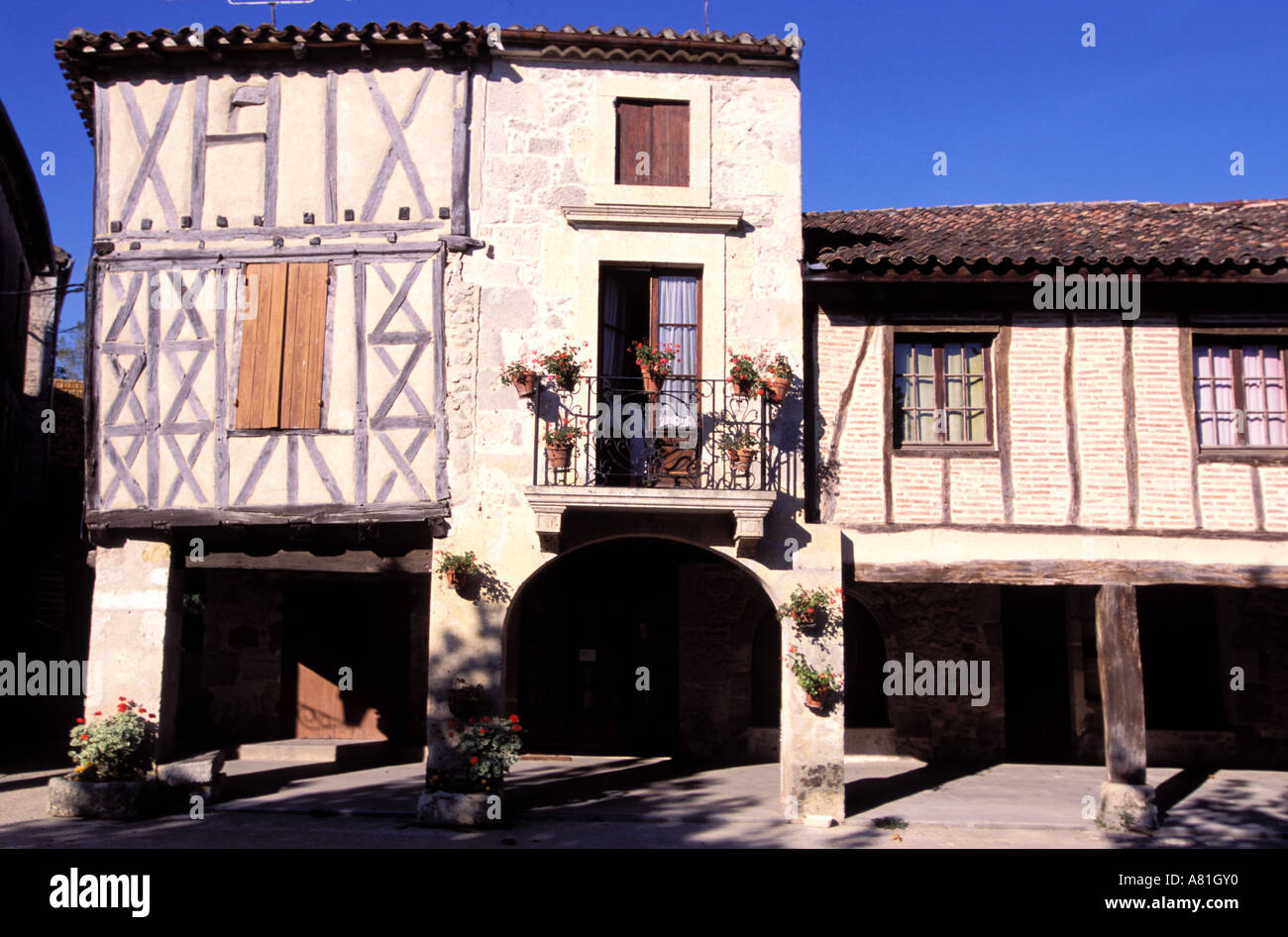 France, Gers, Fources village, half timbered houses Stock Photo - Alamy