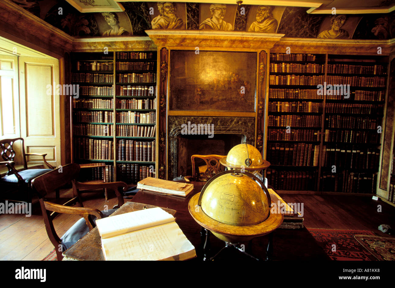 United Kingdom, Scotland, Borders region, Traquair House, the library ...
