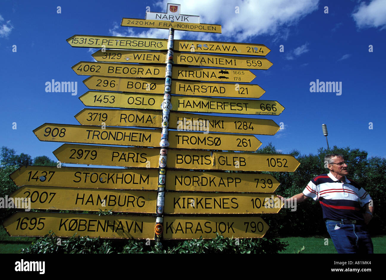 Norway, Lapland, Narvik, roadsigns Stock Photo - Alamy