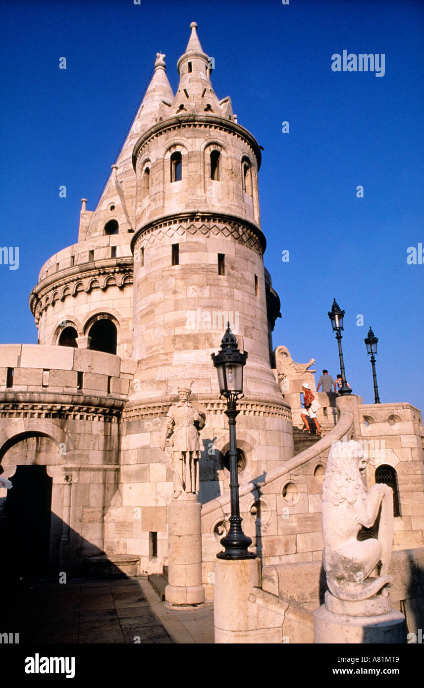 Hungary, Budapest, Fishermen' Bastion, castle ramparts, in the old ...