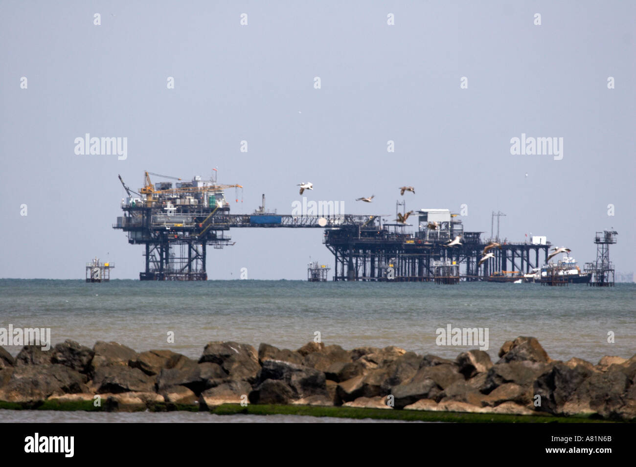 Offshore oil rigs near Port Lafourche Louisiana Stock Photo - Alamy