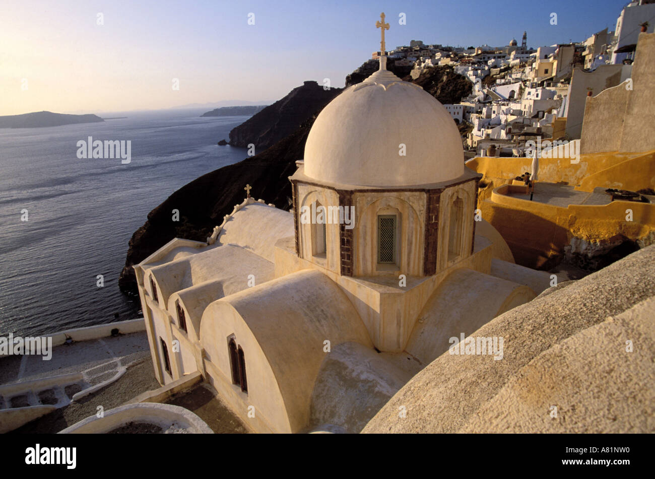 Greece, Cyclades islands, Santorini island, the Thera village Stock ...