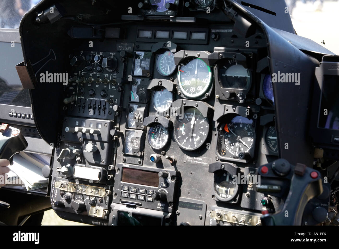 Cockpit intruments in an OH 58 Kiowa Warrior Army Helicopter Stock ...