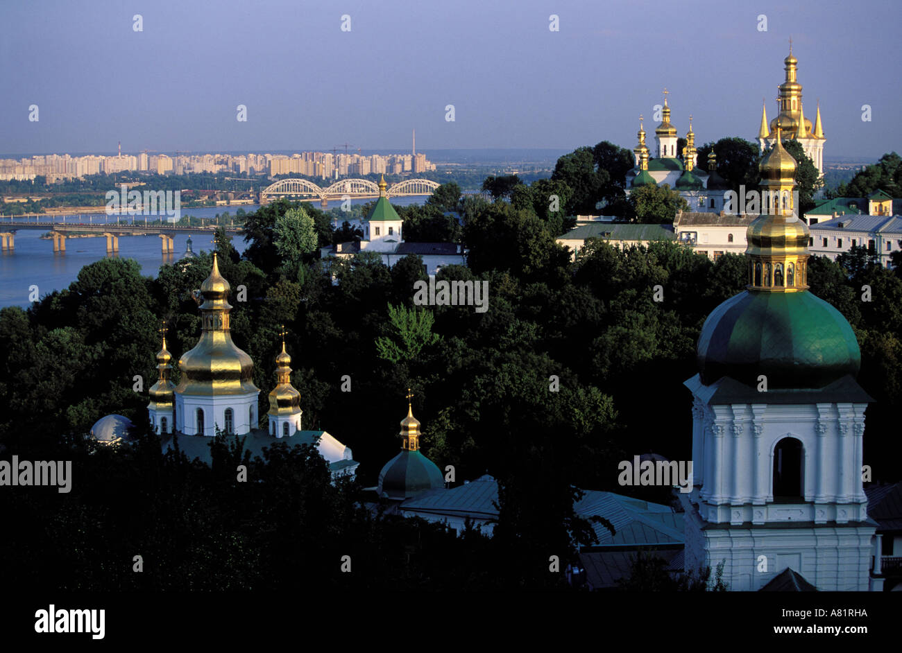 Ukraine, Kiev, the Dniepr river running through the city and the ...