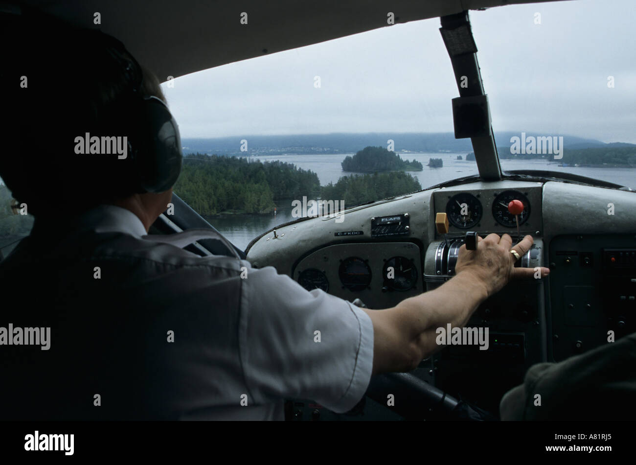 Cockpit and pilot of Otter floatplane Prince Rupert British Columbia ...