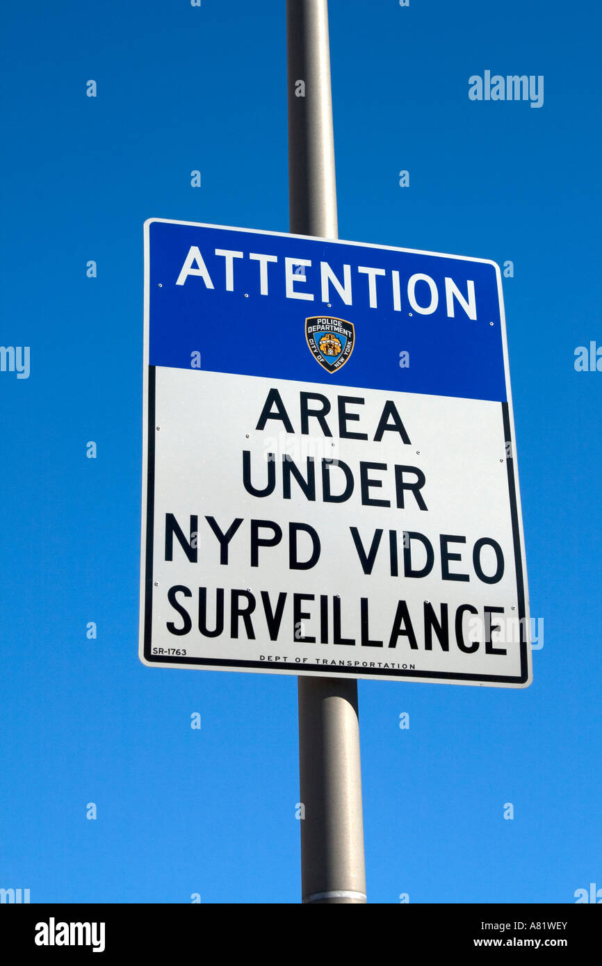 Nypd surveillance sign hi-res stock photography and images - Alamy