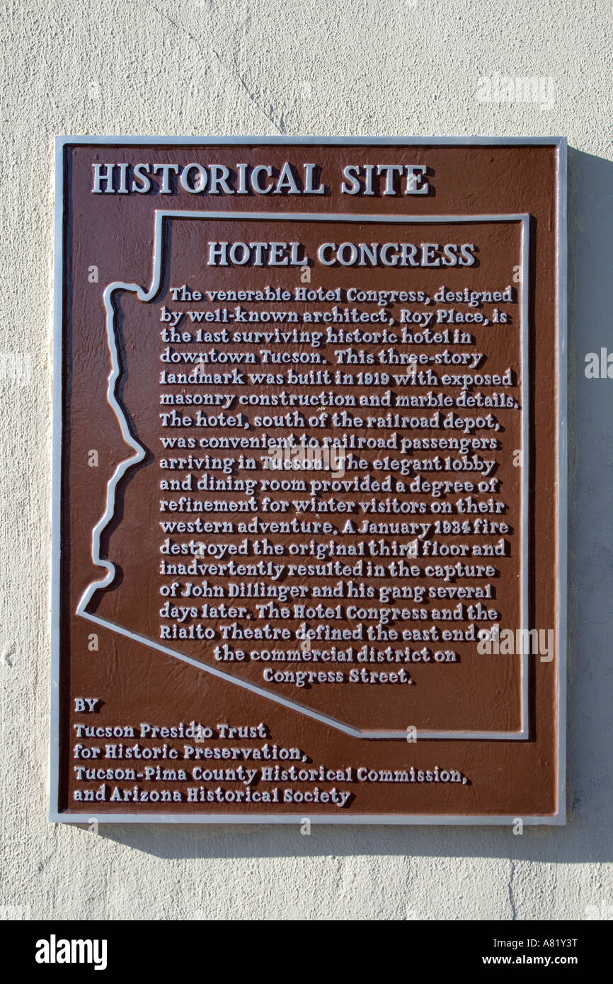 Heritage Sign Hotel Congress Tucson Arizona Stock Photo - Alamy