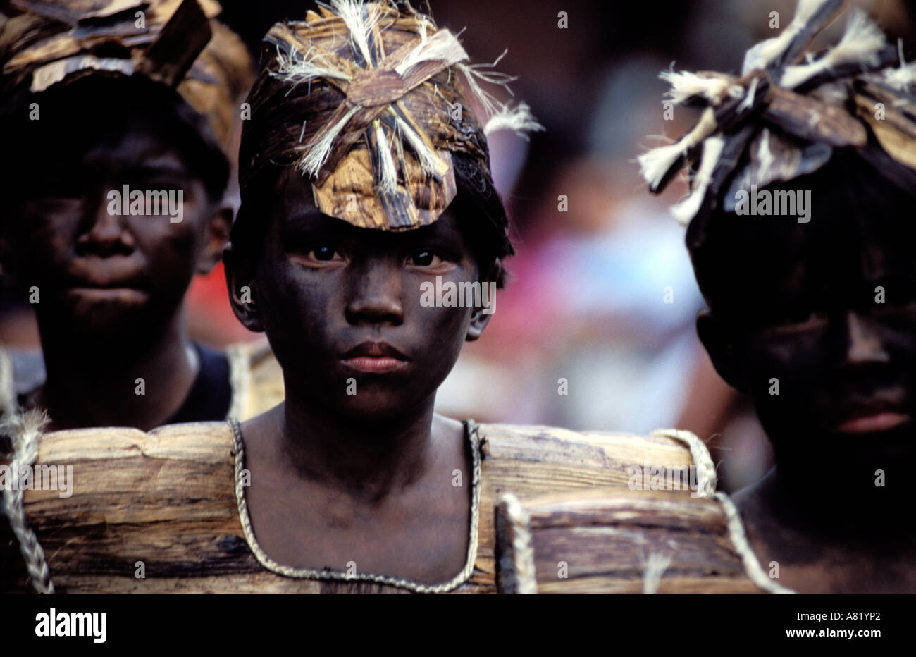 Philippines, Panay Island, Aklan Province, Kalibo, Ati Atihan festival ...