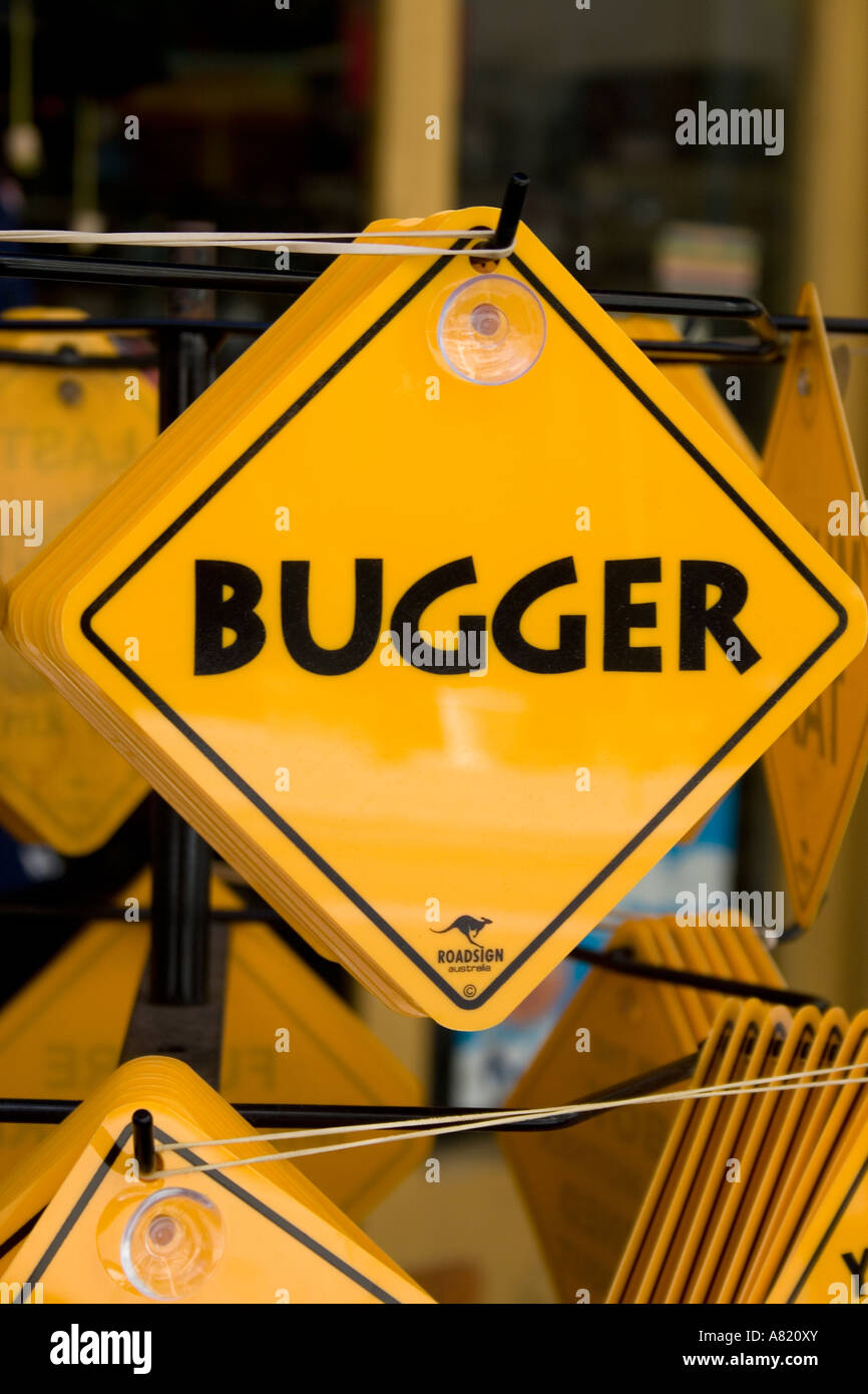 Bugger Sign in Shop Window display Perth Australia Stock Photo - Alamy