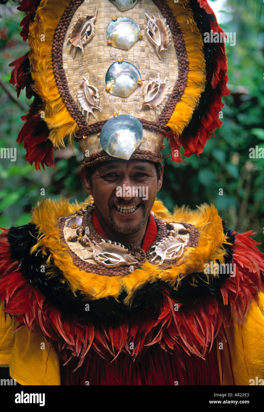 Chief, Tiki Polynesian Village, Moorea, French Polynesia Stock Photo ...