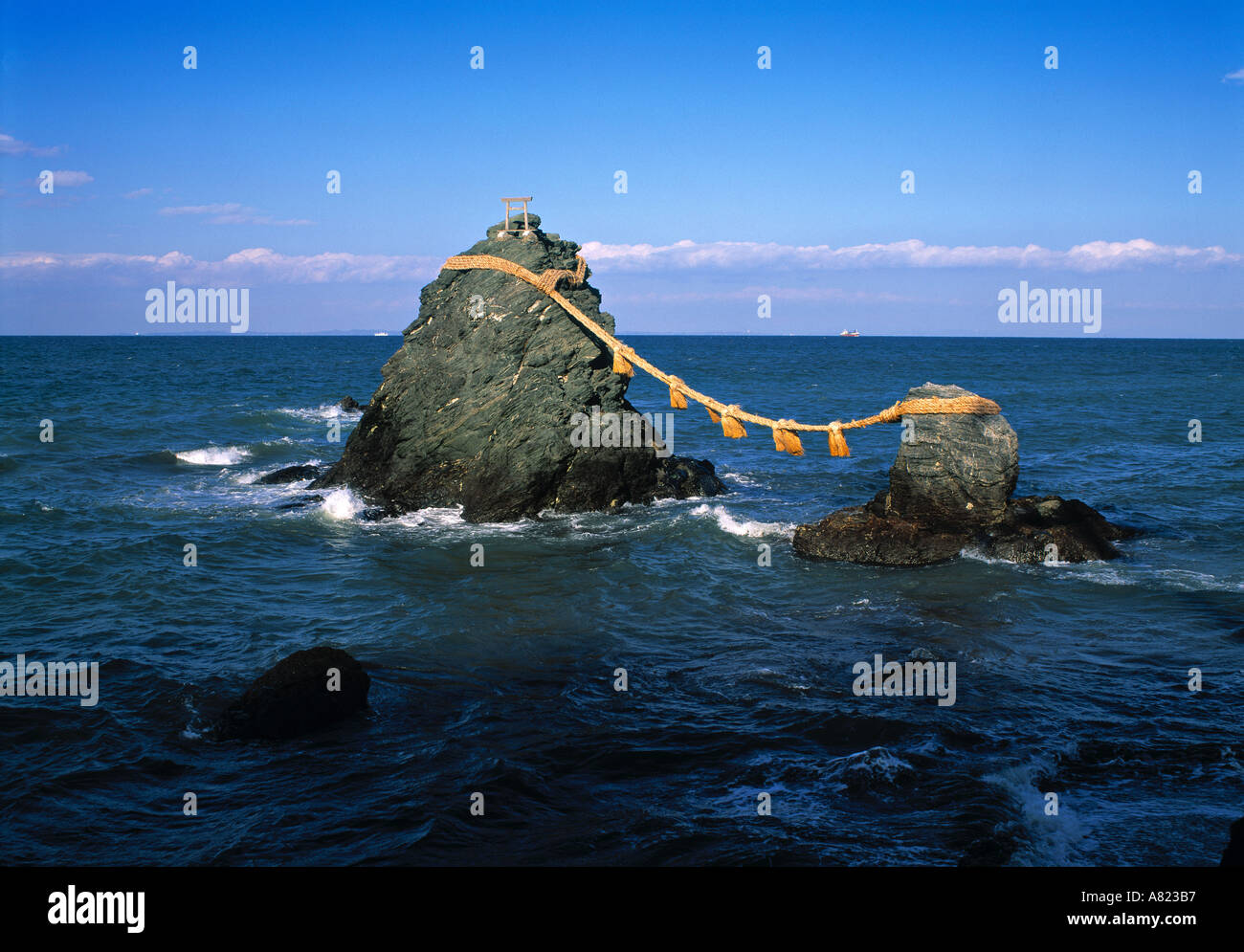 Futamigaura (Wedded Rocks), Meoto Iwa, Ise, Kansai, Japan Stock Photo ...