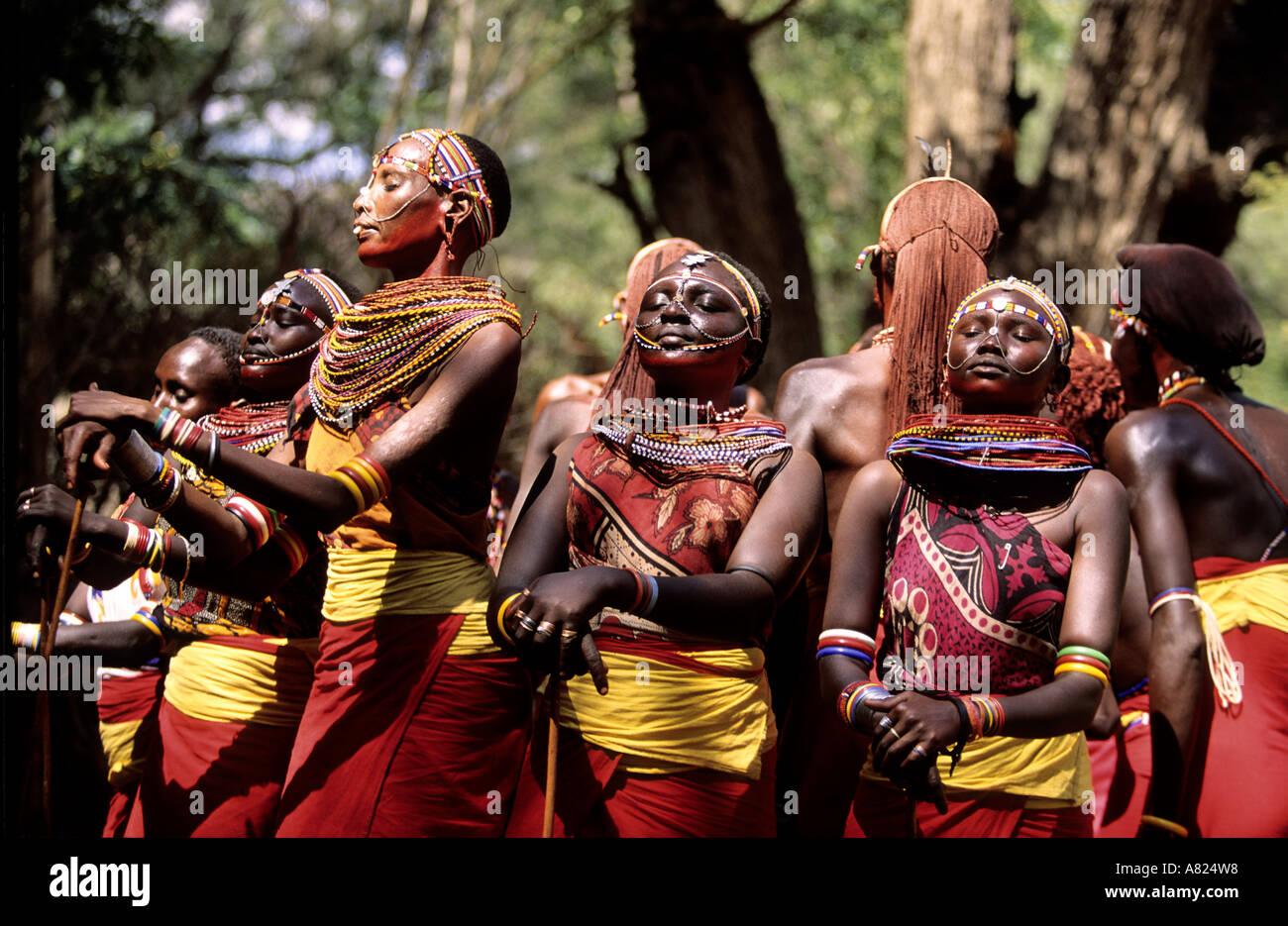 Kenya, region of Mount Kenya, the tribe of Samburus in the heart of the ...