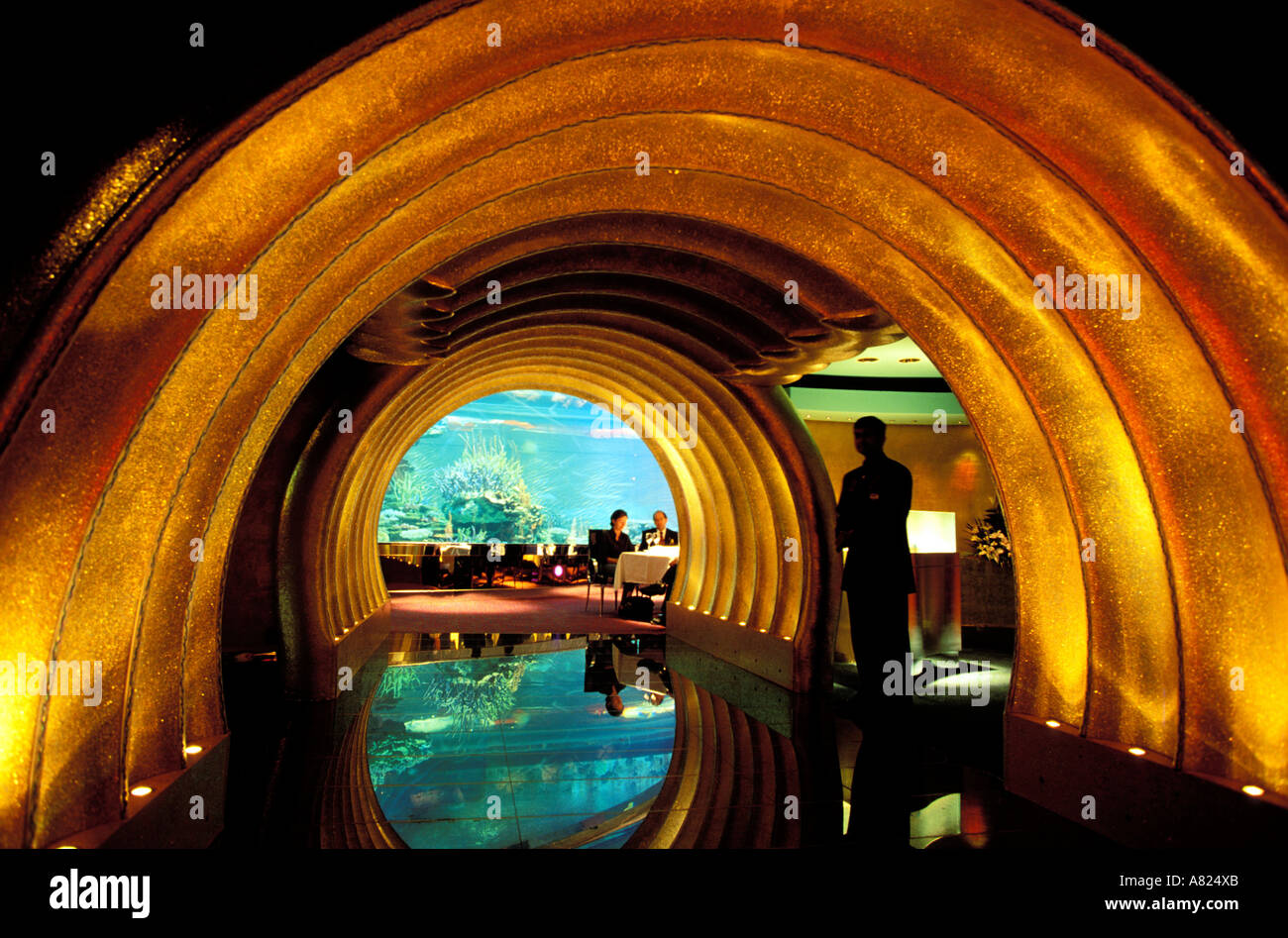 United Arab Emirates, Dubai, Al Mahara, submarine restaurant of “Burj ...