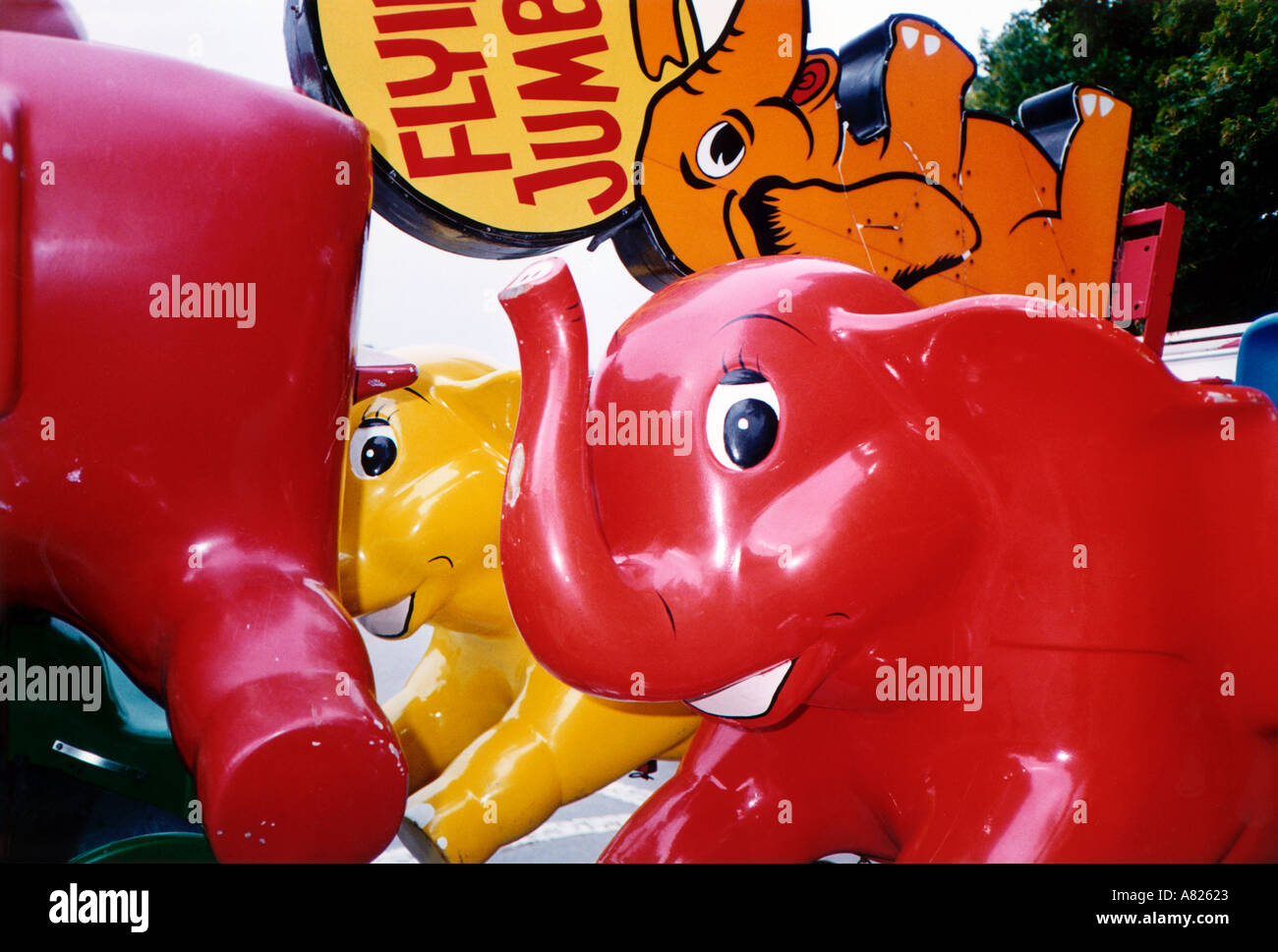 Merry go around with elephants Stock Photo - Alamy