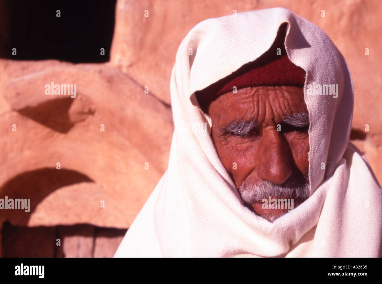 Tunisia Old Man At Ksar Ouled Soltane Tataouine District Stock Photo