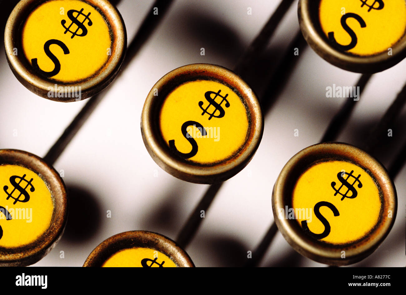 dollar keys on typewriter Stock Photo - Alamy