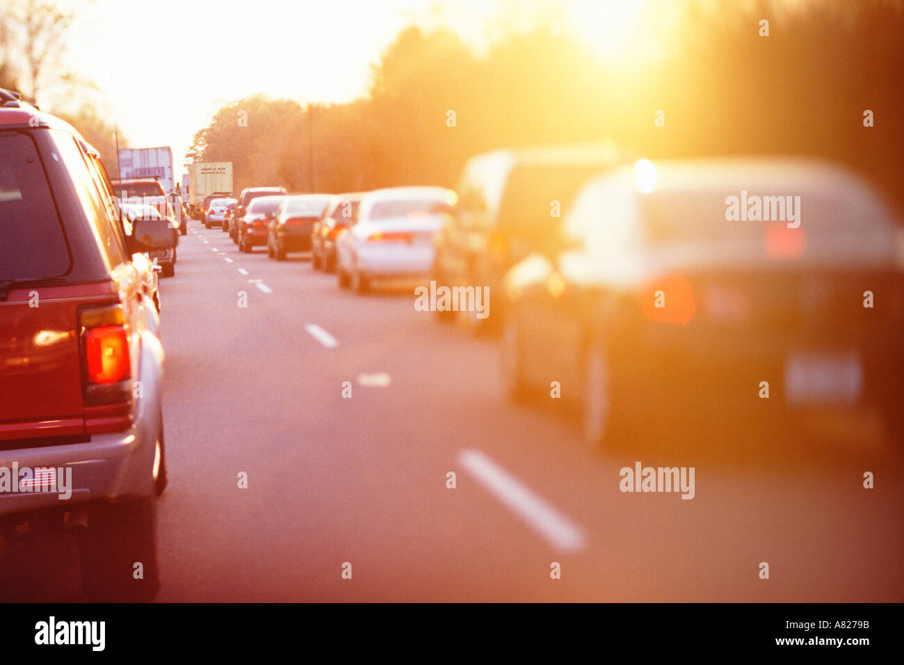 cars in gridlock on highway Stock Photo - Alamy