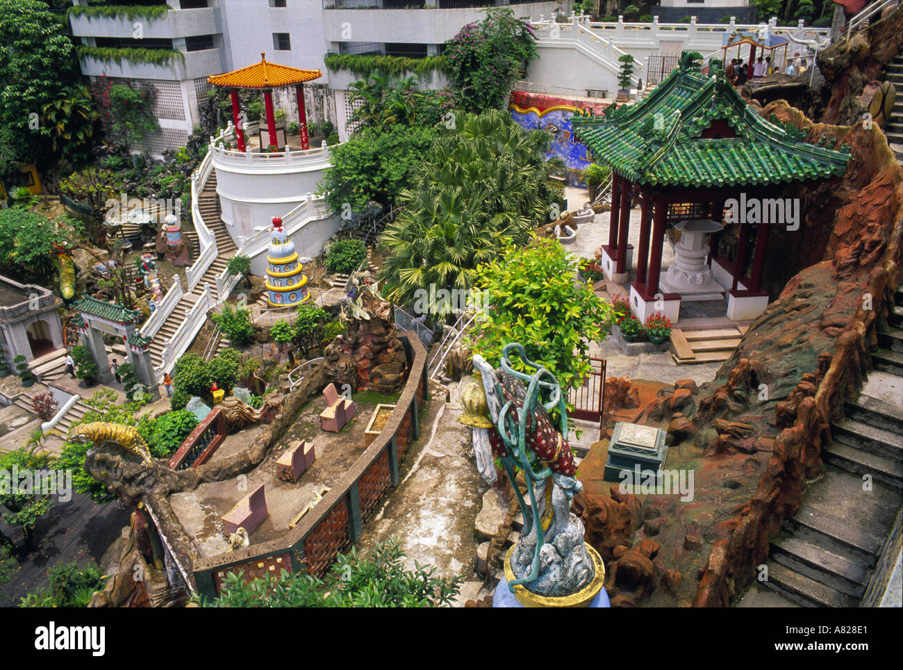 Pagodas garden stairs figure etc in Tiger balm garden causeway bay hong ...
