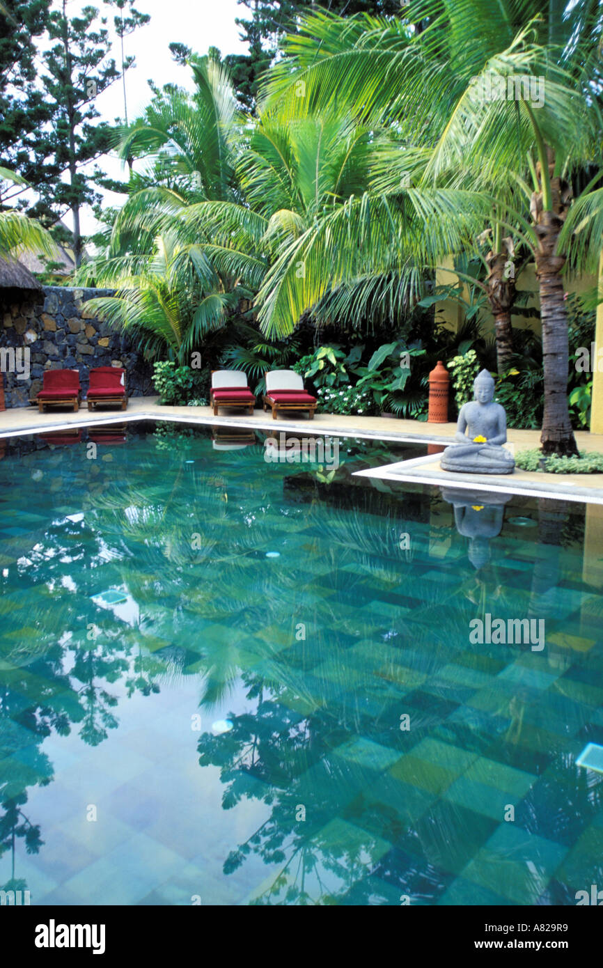 Mauritius, Black River district, Morne Brabant peninsula, swimming pool ...