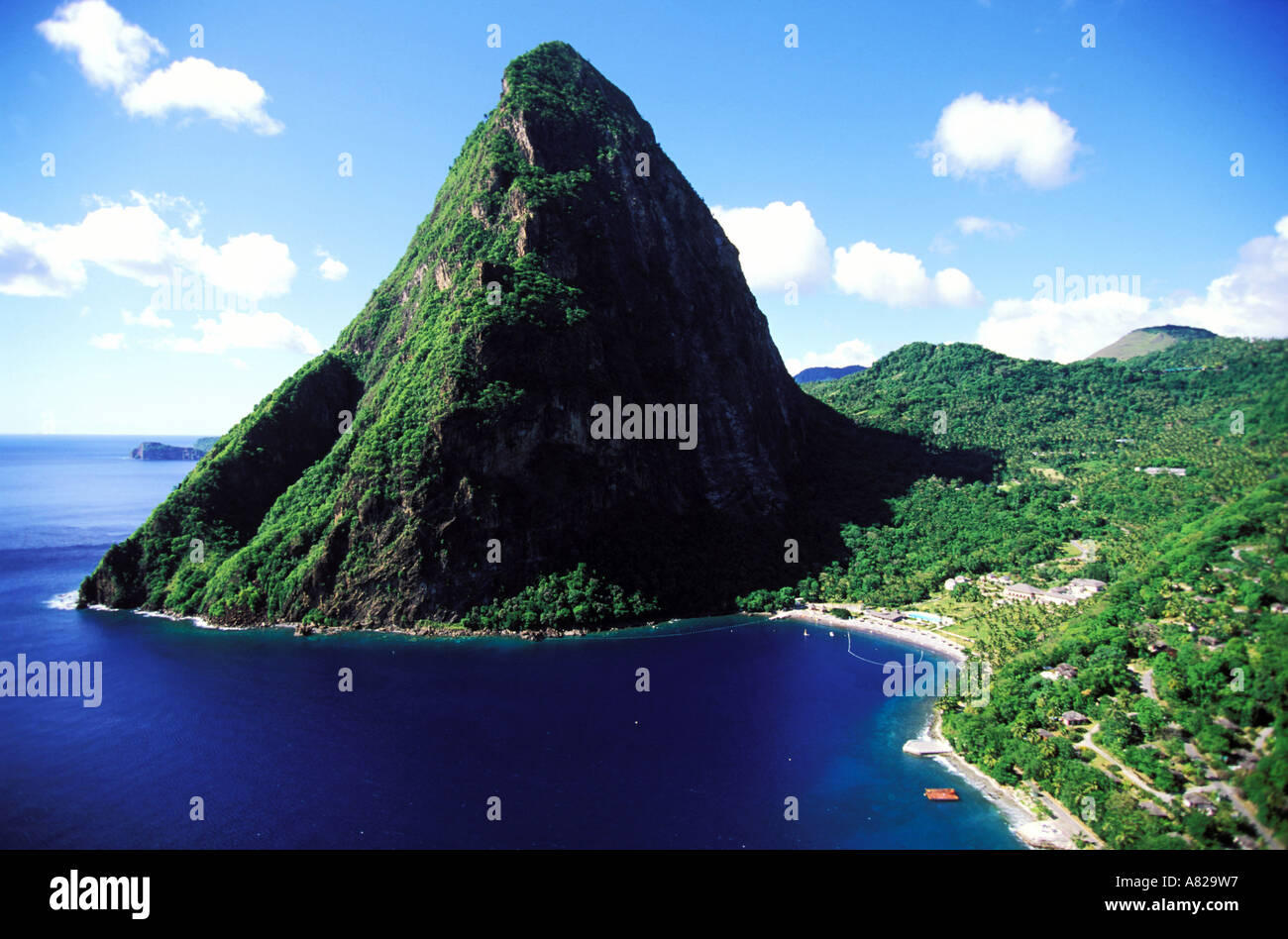 Santa Lucia, the bay of the piton Stock Photo - Alamy