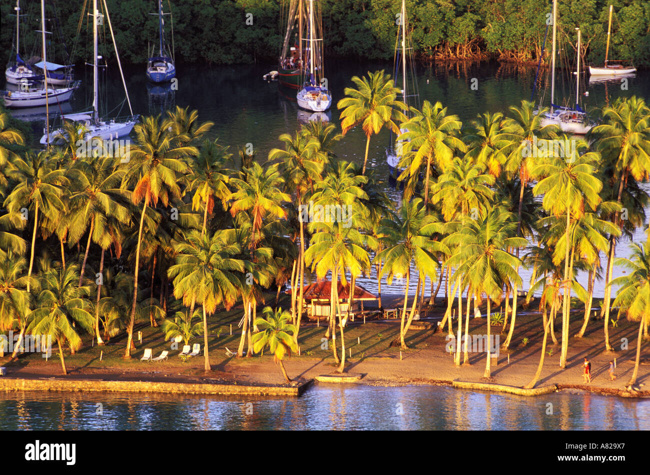 Saint Lucia, Marigot Bay, in the heart of the bay, the Marigot Beach ...