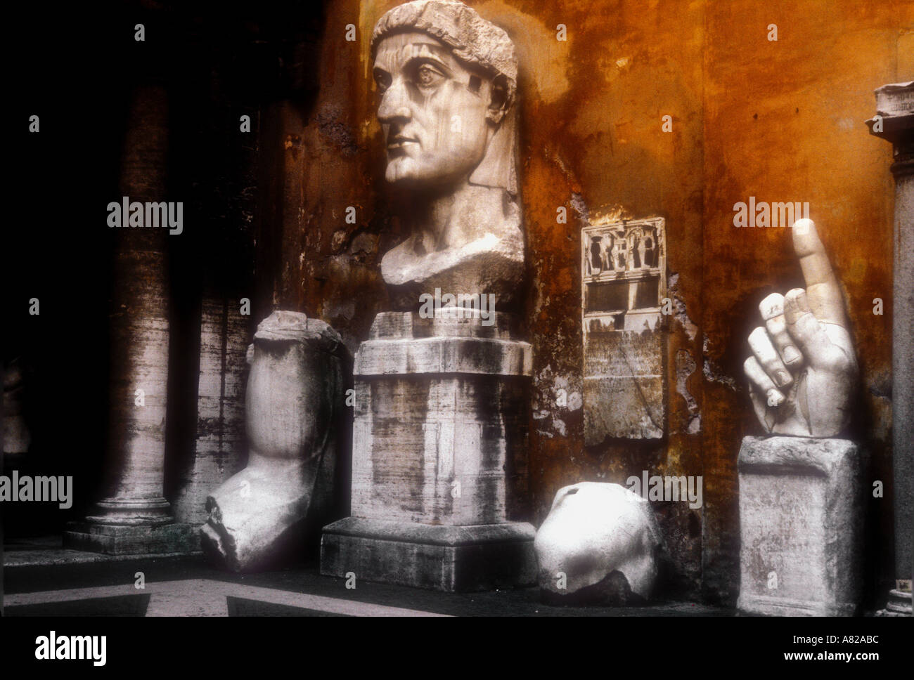 The fragmented remains of the Colossus statue of the Emperor ...