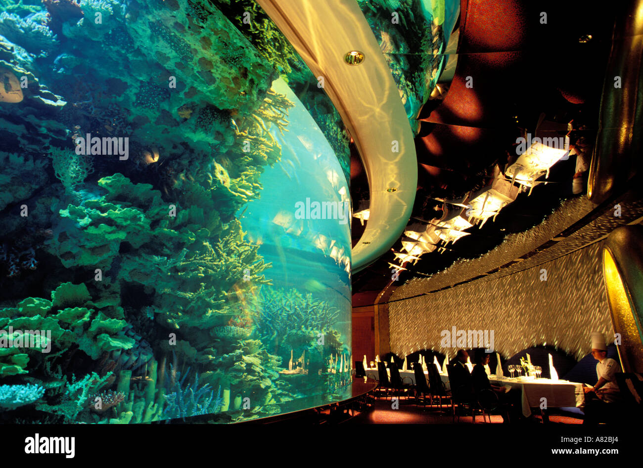 Dubai, United Arab Emirates, Al Mahara, the submarine restaurant of ...